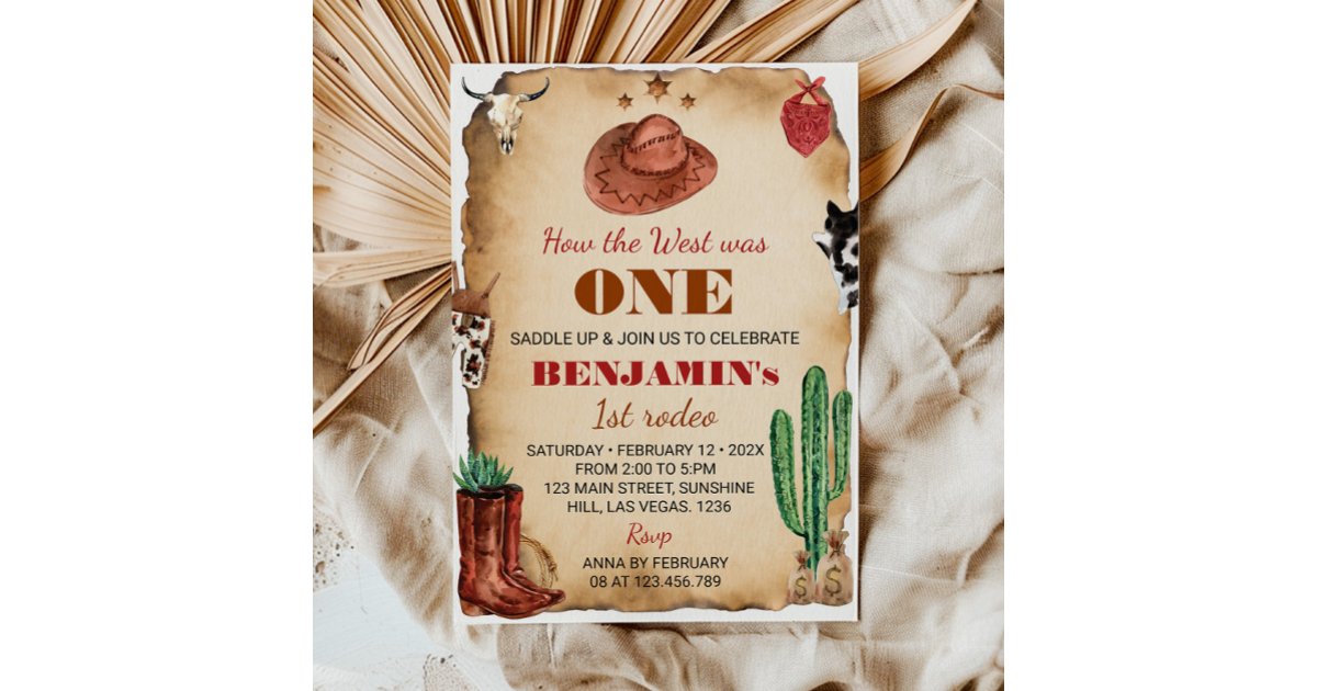 Western First Rodeo Cowboy 1st Birthday Invitation | Zazzle