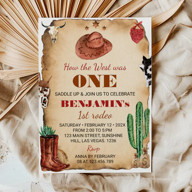 Western First Rodeo Cowboy 1st Birthday Invitation | Zazzle