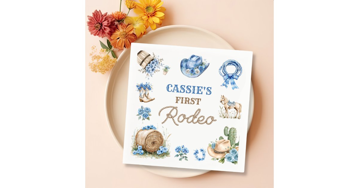 Western First Rodeo Cowboy Birthday Napkins | Zazzle