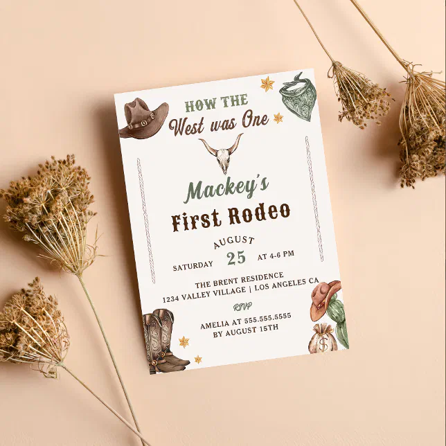 Western First Rodeo Rustic 1st Birthday Party Invitation | Zazzle