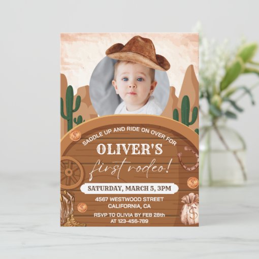 Western First Rodeo Wild West Cowboy 1st Birthday Invitation | Zazzle
