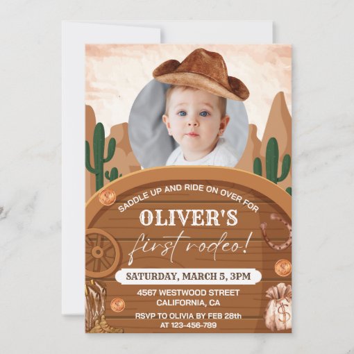 Western First Rodeo Wild West Cowboy 1st Birthday Invitation | Zazzle