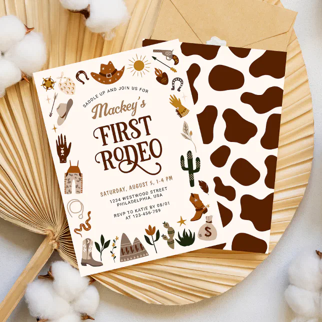 Western First Rodeo Wild West Cowboy Birthday Invitation | Zazzle