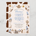 Western First Rodeo Wild West Cowboy Blue Birthday Invitation | Zazzle