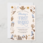 Western First Rodeo Wild West Cowboy Blue Birthday Invitation | Zazzle