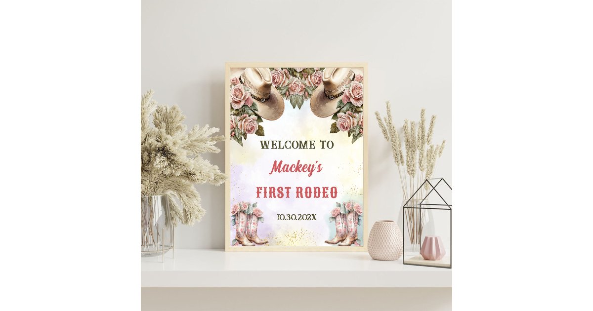 Western Floral First Rodeo Birthday Welcome Sign | Zazzle