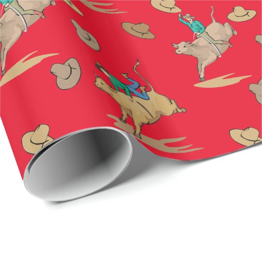 Western Gift Wrapping Bull Riders and Cowboy Hats Wrapping Paper ...
