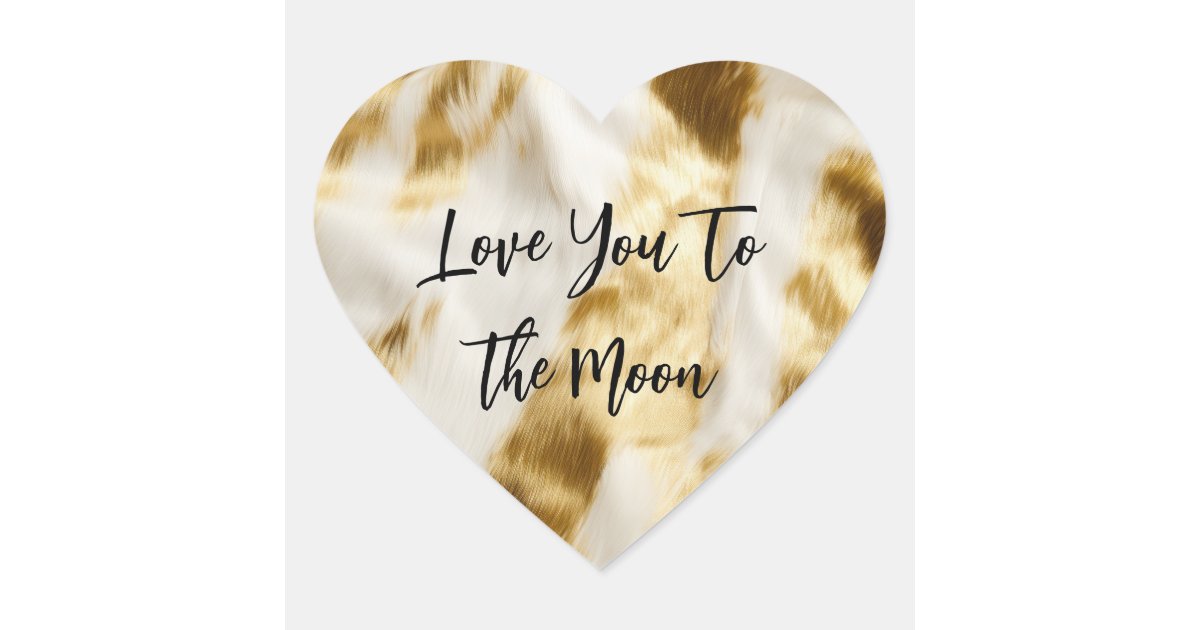 Western Gold White Cream Cowhide Heart Sticker | Zazzle