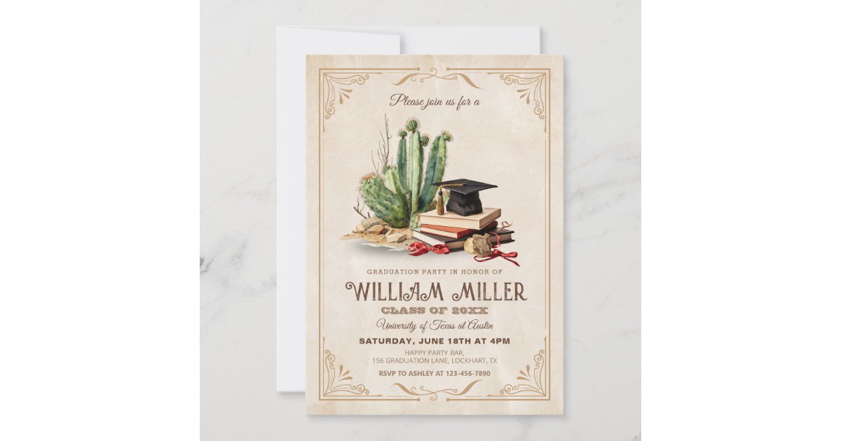 Western Graduation Party Country Cowboy Grad Invitation | Zazzle