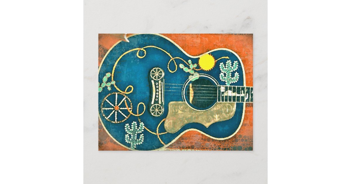 Western Guitar Postcard | Zazzle