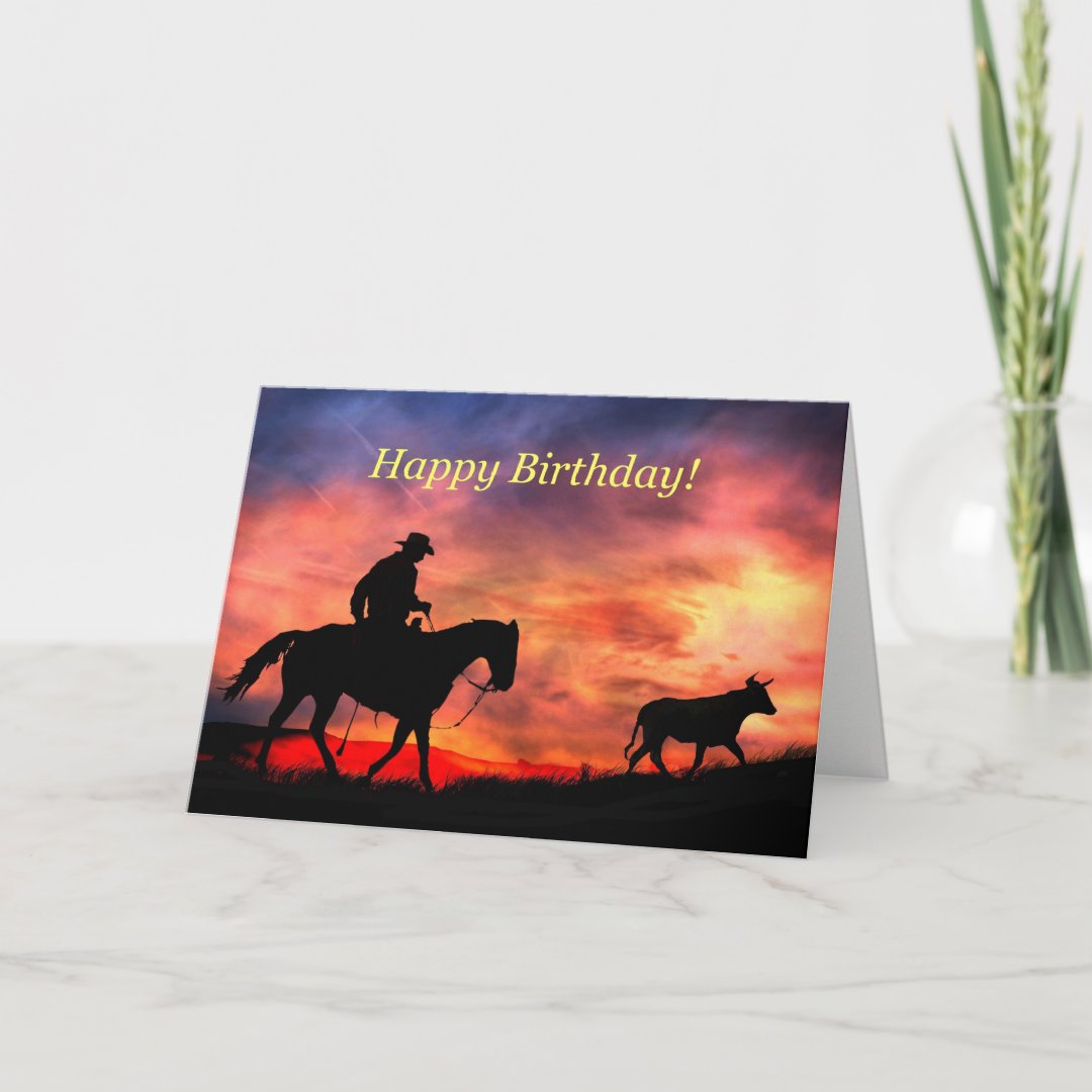 Western Happy Birthday From Across the Miles Card | Zazzle