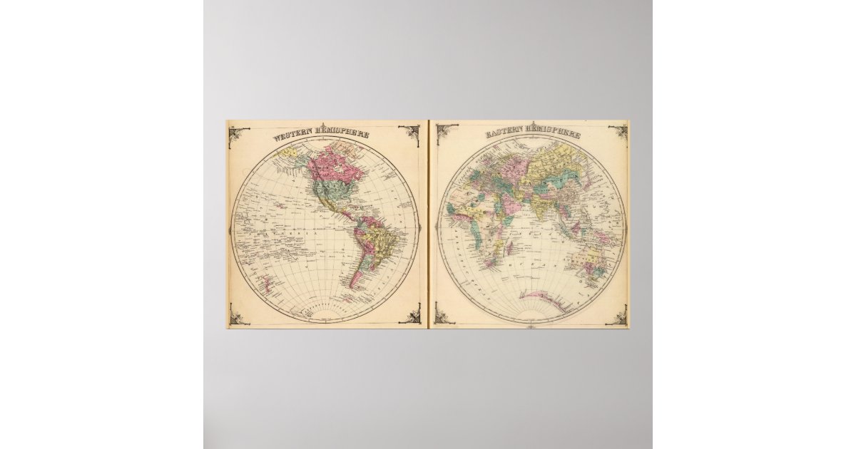 Western Hemisphere and Eastern Hemisphere Poster | Zazzle