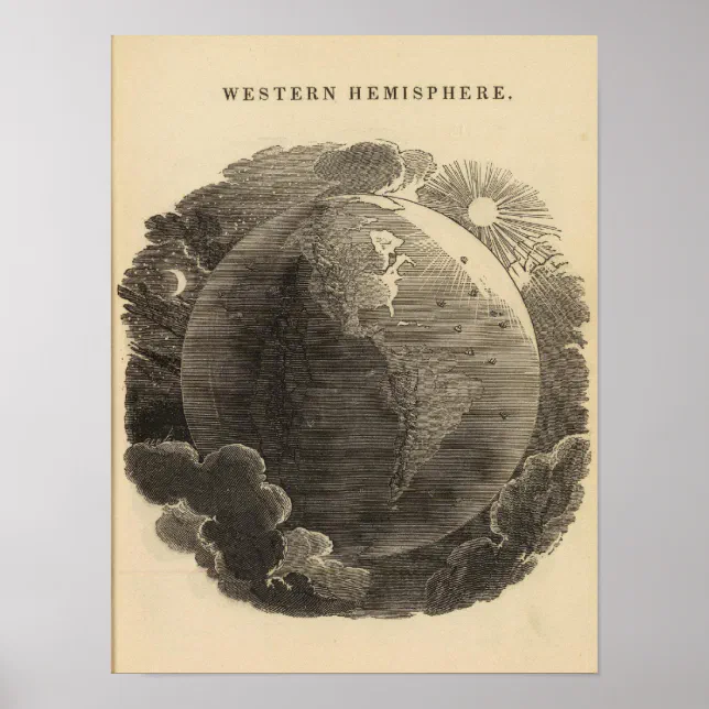 Western Hemisphere Map by Goodrich Poster | Zazzle