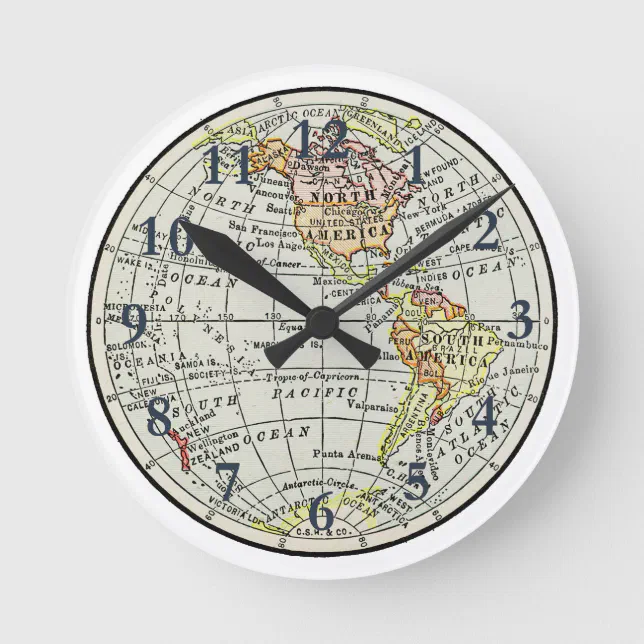 Western Hemisphere Map Globe Travel Round Clock | Zazzle