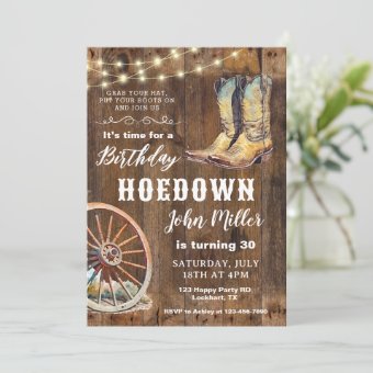 Western Hoedown Party Country Cowboy Boots Invitation | Zazzle