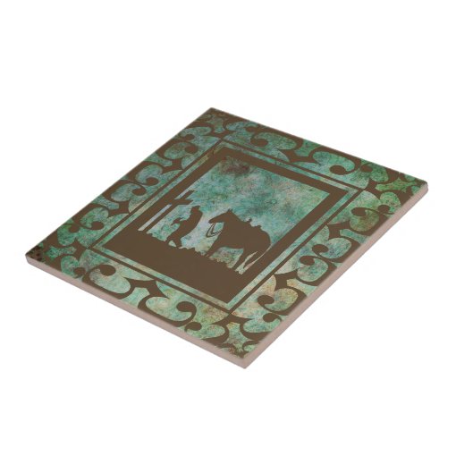 Western Home Decor Praying Cowboy Tile | Zazzle