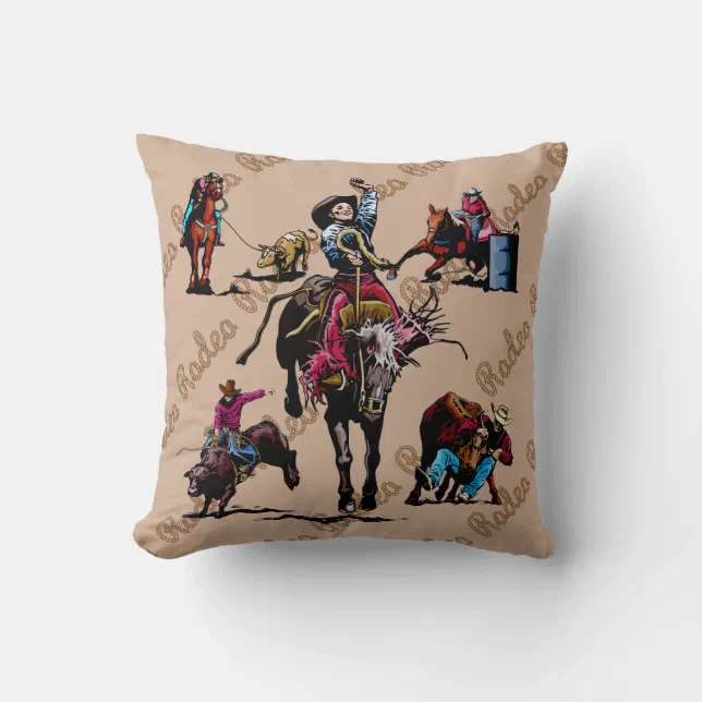 Western Home Decor Rodeo Events Throw Pillow | Zazzle