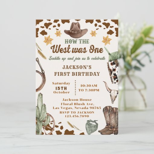 Western How The West Was One First Birthday Invitation | Zazzle