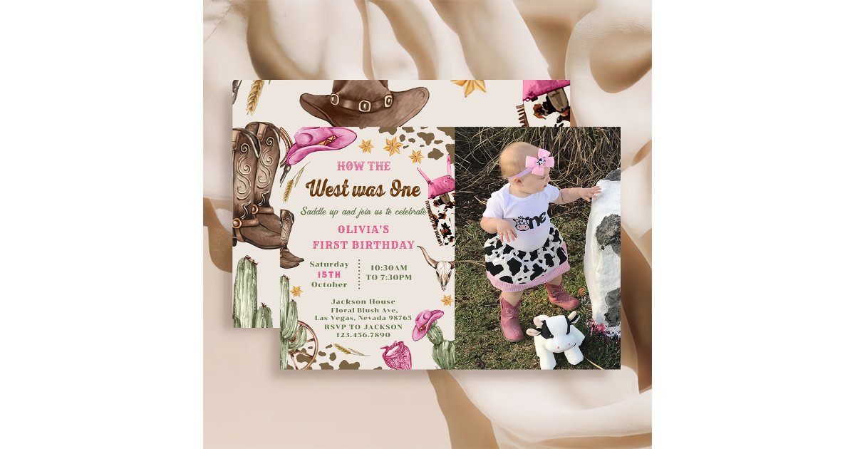 Western How The West Was One Rodeo Birthday Photo Invitation | Zazzle