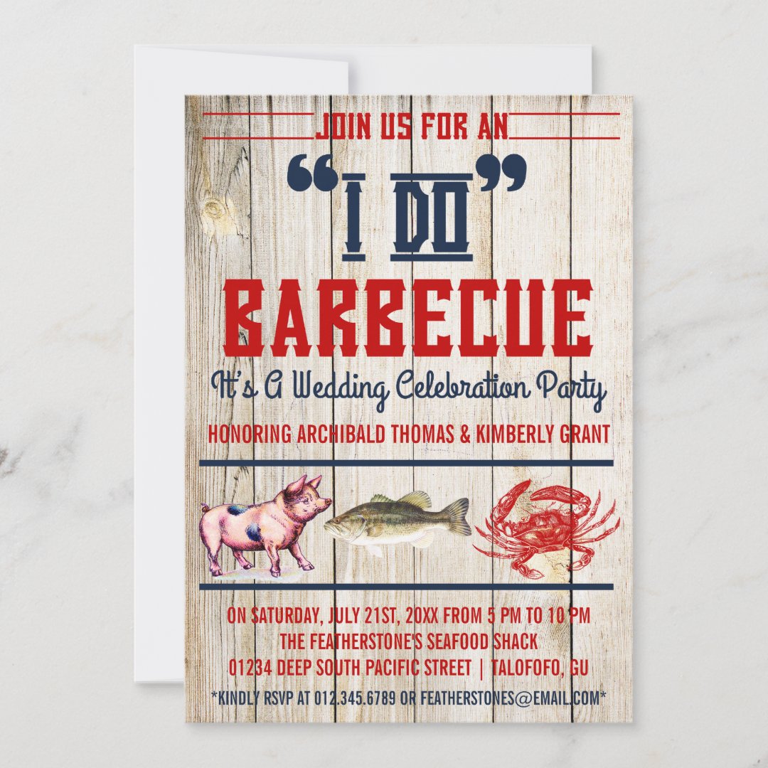 Western "I Do" Barbecue Wedding Party Invitations | Zazzle