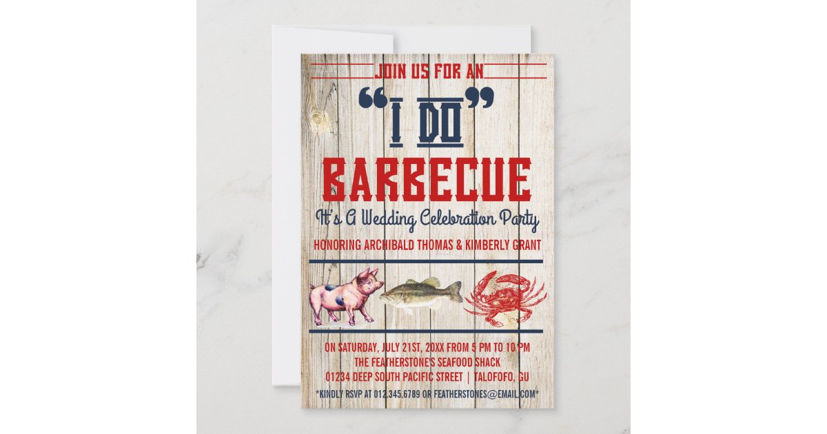 Western "I Do" Barbecue Wedding Party Invitations | Zazzle