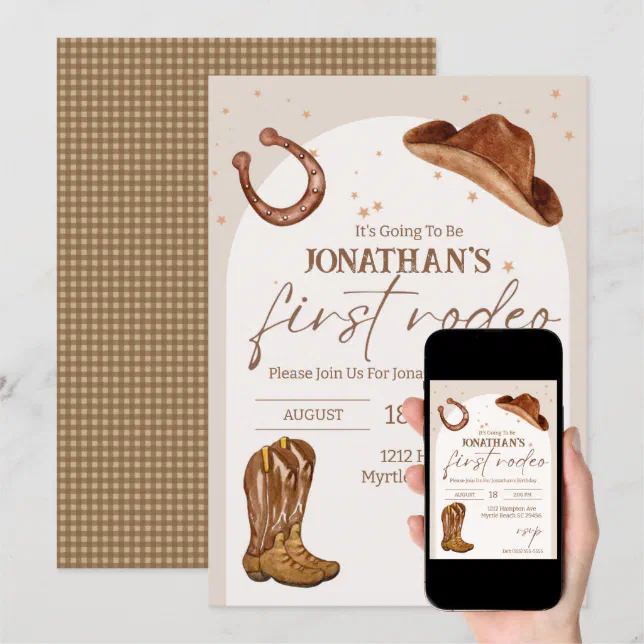 Western Kids Cowboy First Rodeo Birthday Invitation | Zazzle