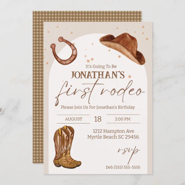 Western Kids Cowboy First Rodeo Birthday Invitation | Zazzle