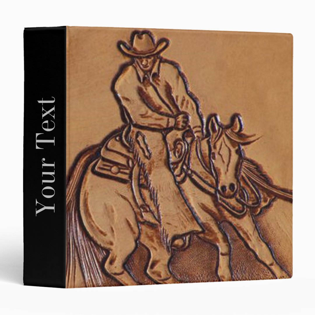 Western leather horseback Riding Rodeo Cowboy Binder | Zazzle