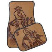 Western leather horseback Riding Rodeo Cowboy Car Mat | Zazzle