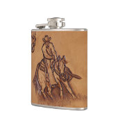 Western leather horseback Riding Rodeo Cowboy Hip Flask | Zazzle