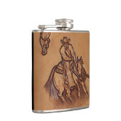 Western leather horseback Riding Rodeo Cowboy Hip Flask | Zazzle