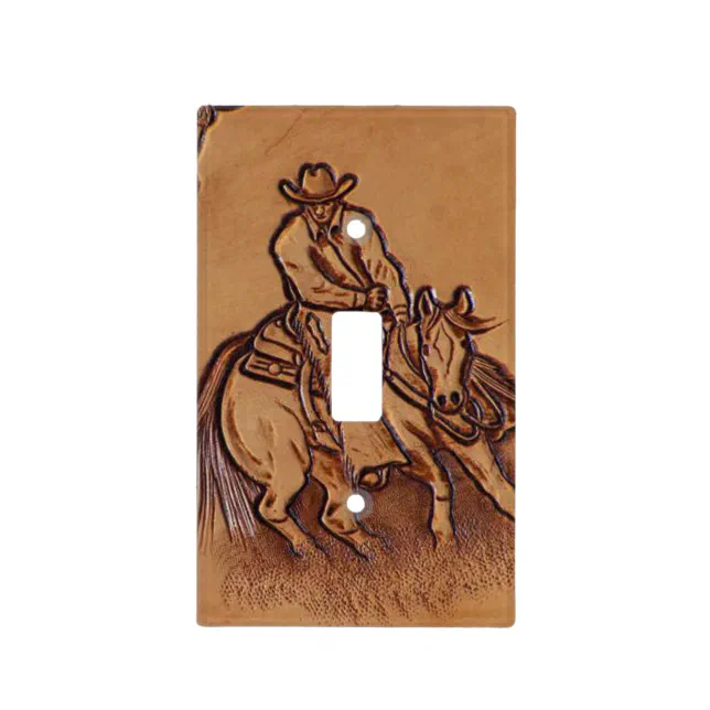 Western leather horseback Riding Rodeo Cowboy Light Switch Cover | Zazzle