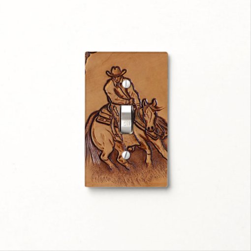 Western leather horseback Riding Rodeo Cowboy Light Switch Cover | Zazzle
