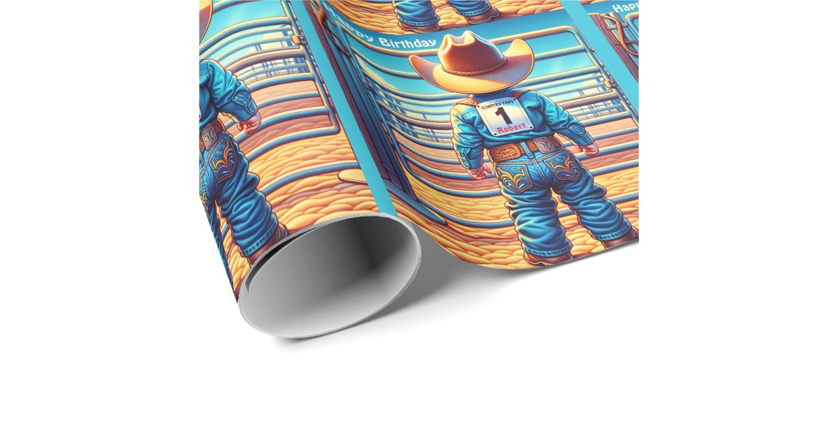 Western Little Cowboy First Birthday Rodeo Custom Wrapping Paper | Zazzle