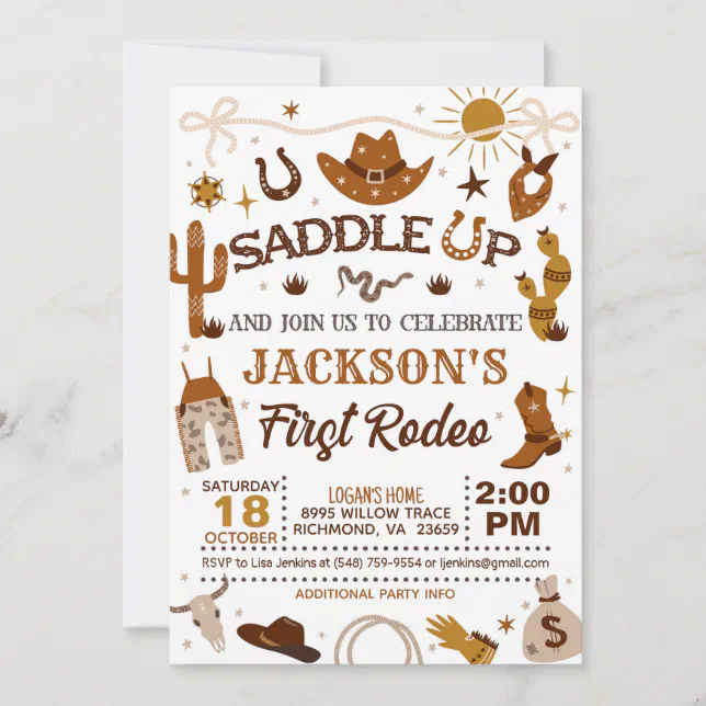Western My First Rodeo Birthday Invitation | Zazzle