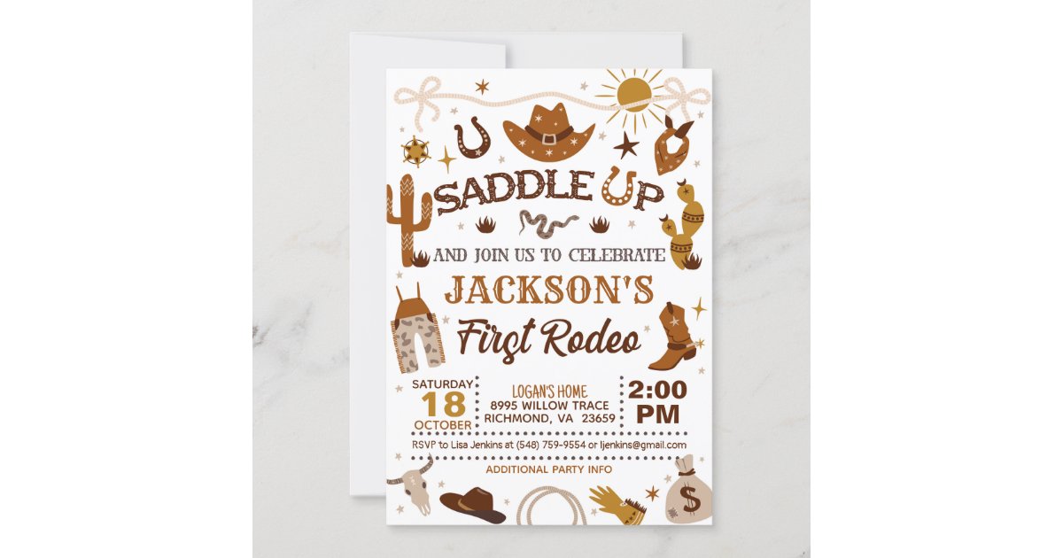 Western My First Rodeo Birthday Invitation | Zazzle
