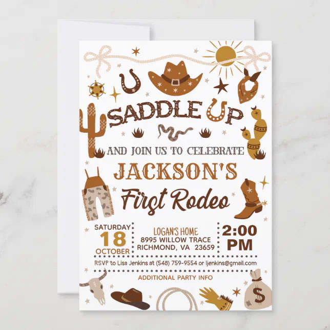 Western My First Rodeo Birthday Invitation | Zazzle