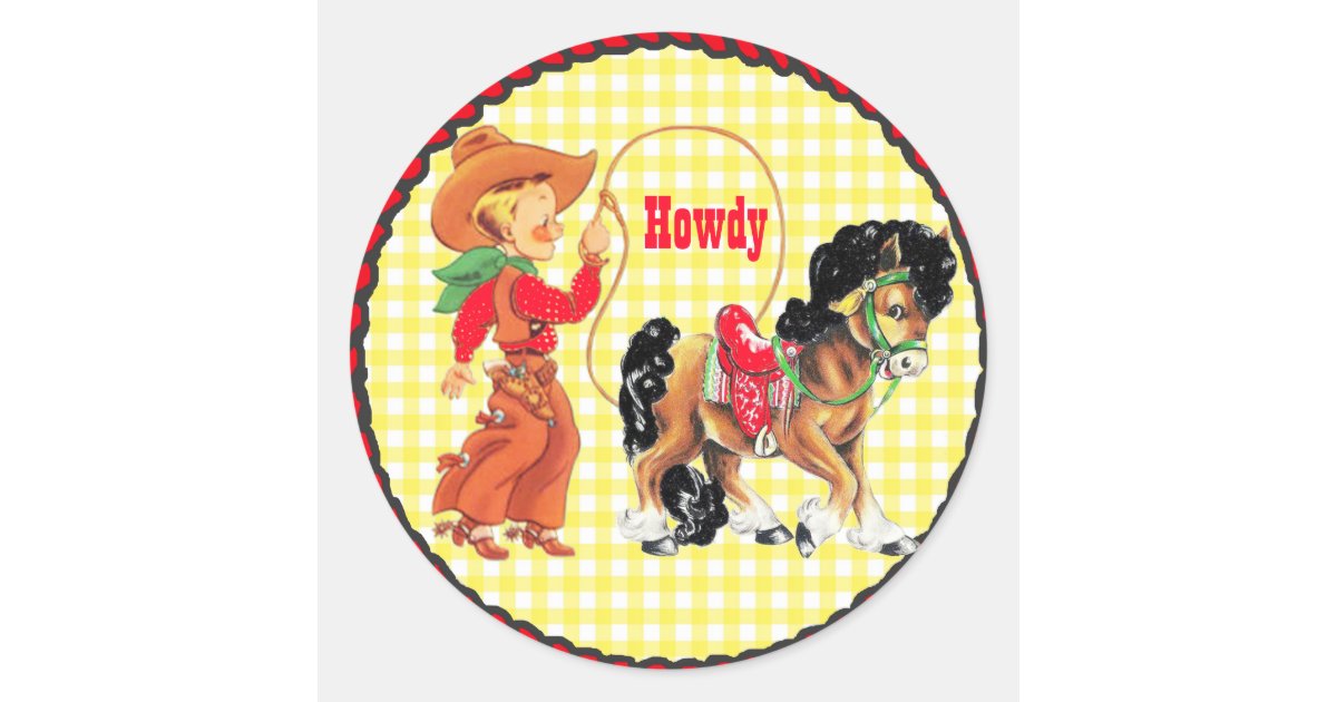 Western Party Cowboy With Rope and Horse Sticker | Zazzle