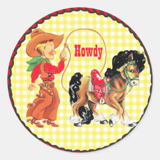 Western Party Cowboy With Rope and Horse Sticker | Zazzle