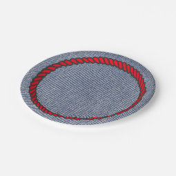 Western Party Denim Print Paper Plates | Zazzle