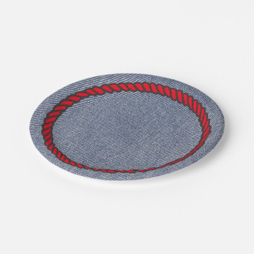 Western Party Denim Print Paper Plates | Zazzle