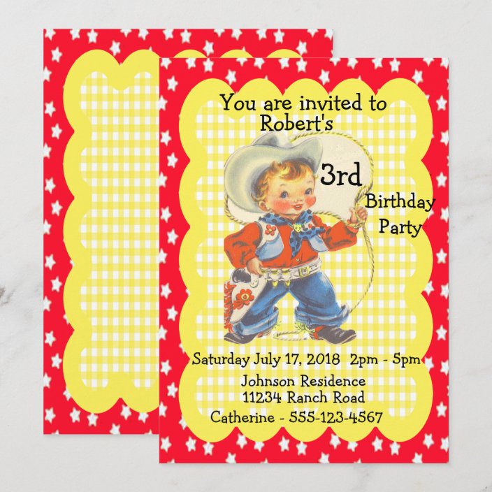 Western Party Little Cowboy Birthday Invitation | Zazzle.com