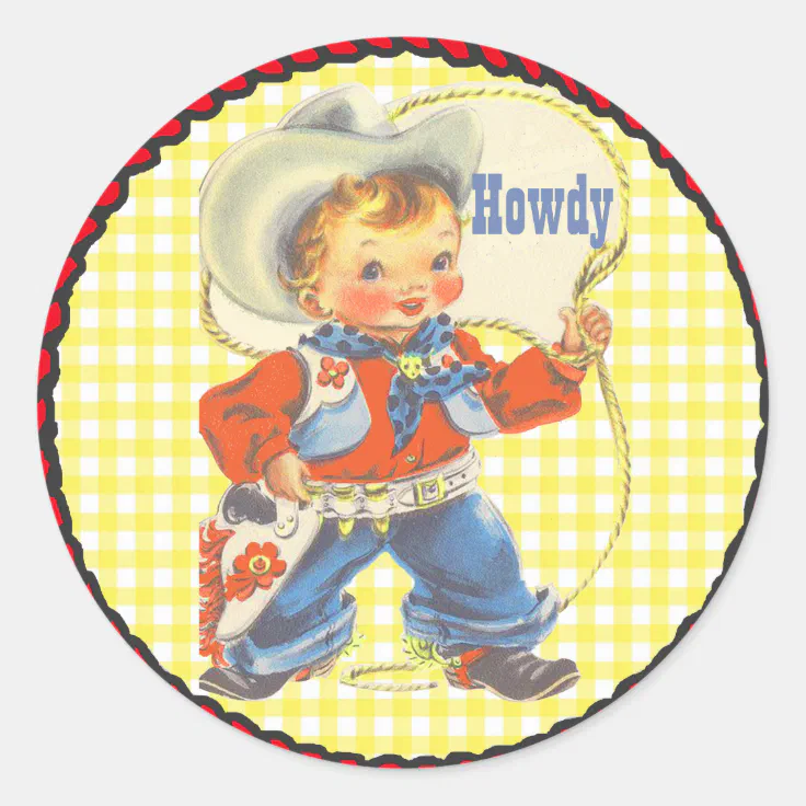 Western Party Little Cowboy With Rope Stickers | Zazzle