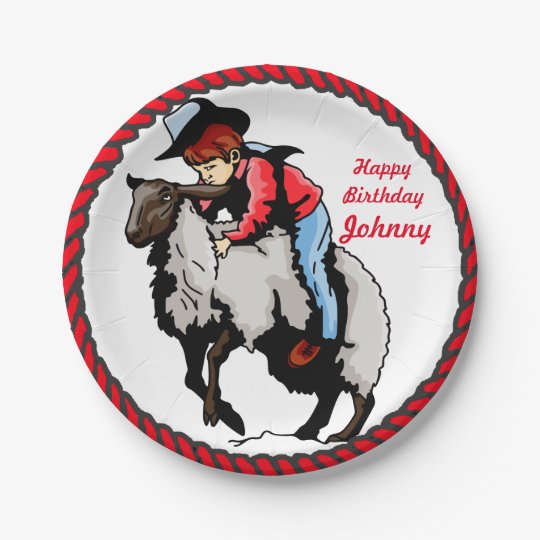 Western Party Mutton Busting Paper Plates | Zazzle.com