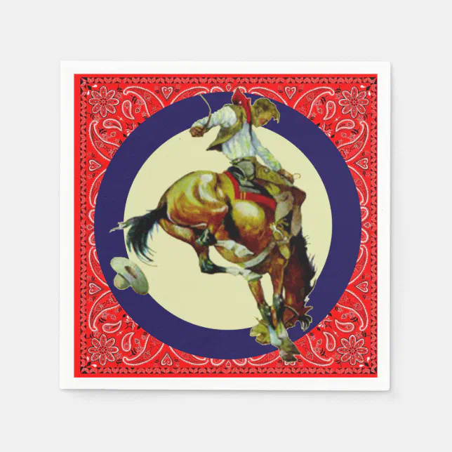 Western Party Rodeo Cowboy Bronc Rider Napkins | Zazzle