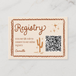 Western QR Code Bridal Shower Registry Enclosure Card | Zazzle