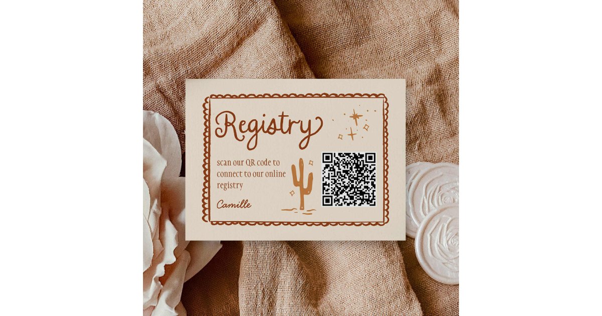 Western QR Code Bridal Shower Registry Enclosure Card | Zazzle