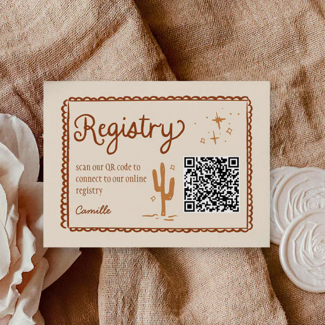 Western QR Code Bridal Shower Registry Enclosure Card | Zazzle