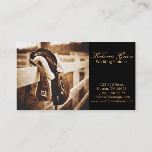 western ranch cowboy horse saddle equestrian business card | Zazzle