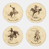 Western Ranch Cowboys Rodeo Custom Name Coaster Set | Zazzle